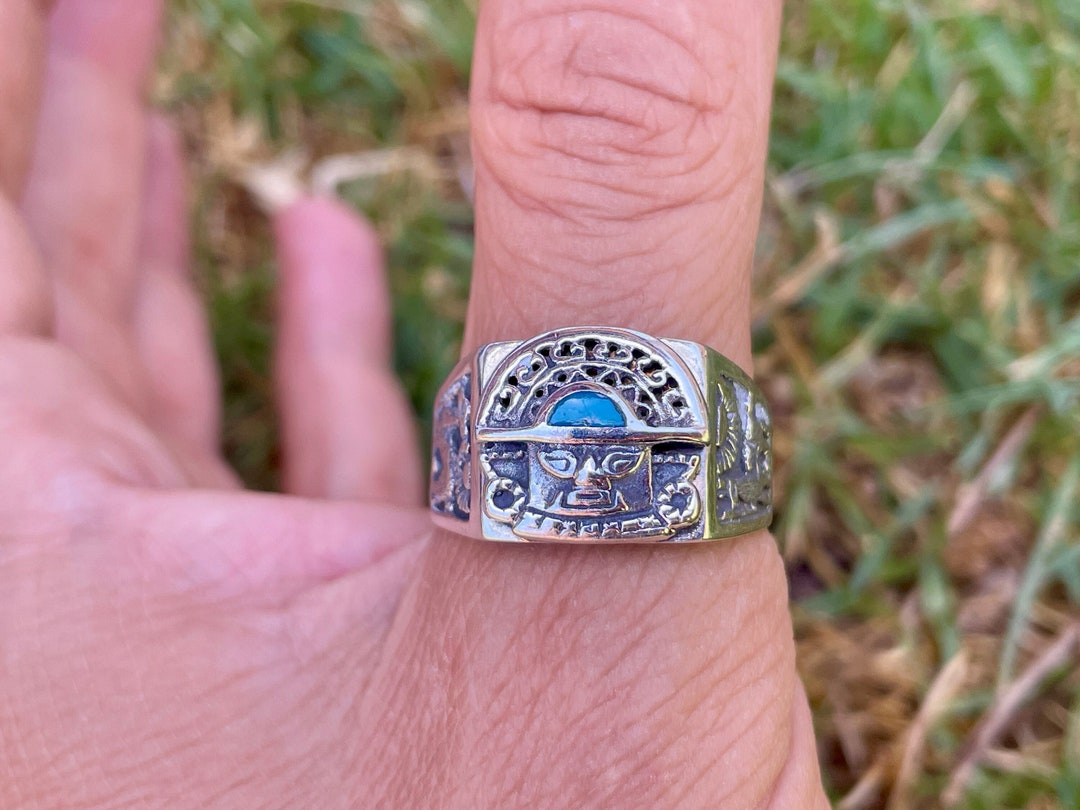 Silver Tumi Ring With Chrysocolla Stone - Etsy