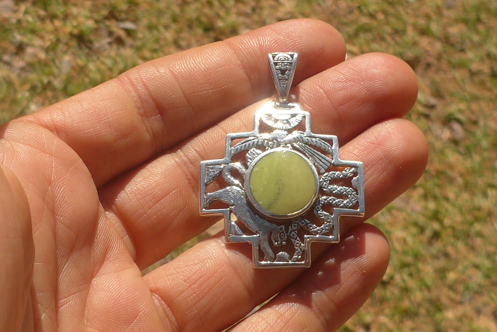 Silver Chakana Pendant With Inka Trilogy Condor Puma Snake - Etsy