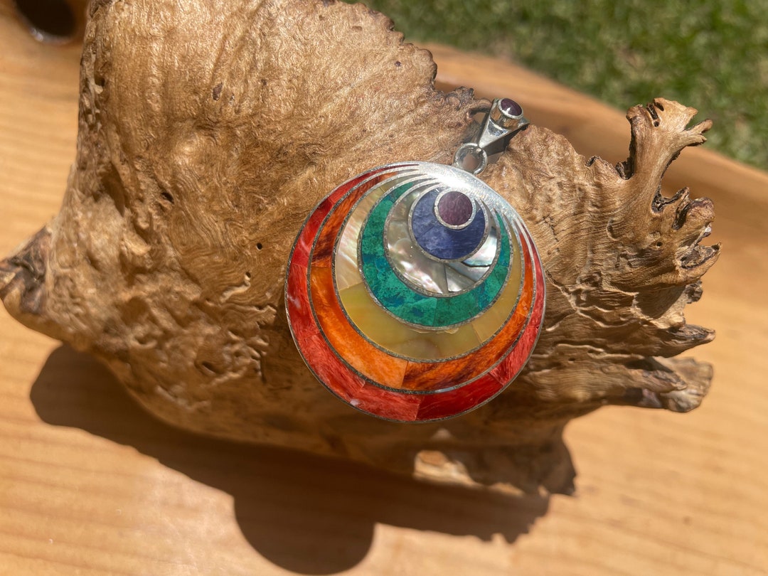 Silver Andean Chakra Stones Pendant - Etsy