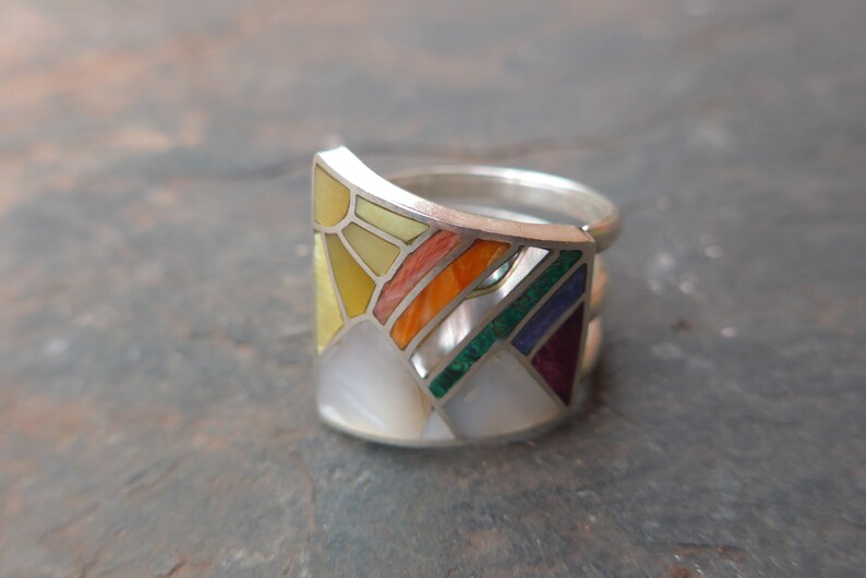 Nature Ring - Mountains, Rainbow and Sun - Colorful Ring - Etsy