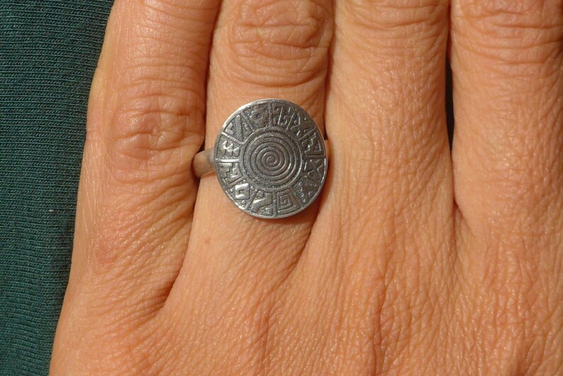 Adjustable Silver Inca Symbols With Spiral Pachamama Ring | Etsy