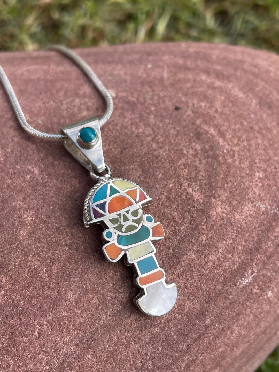 Silver Colorful Tumi (healing God) Pendant - Etsy