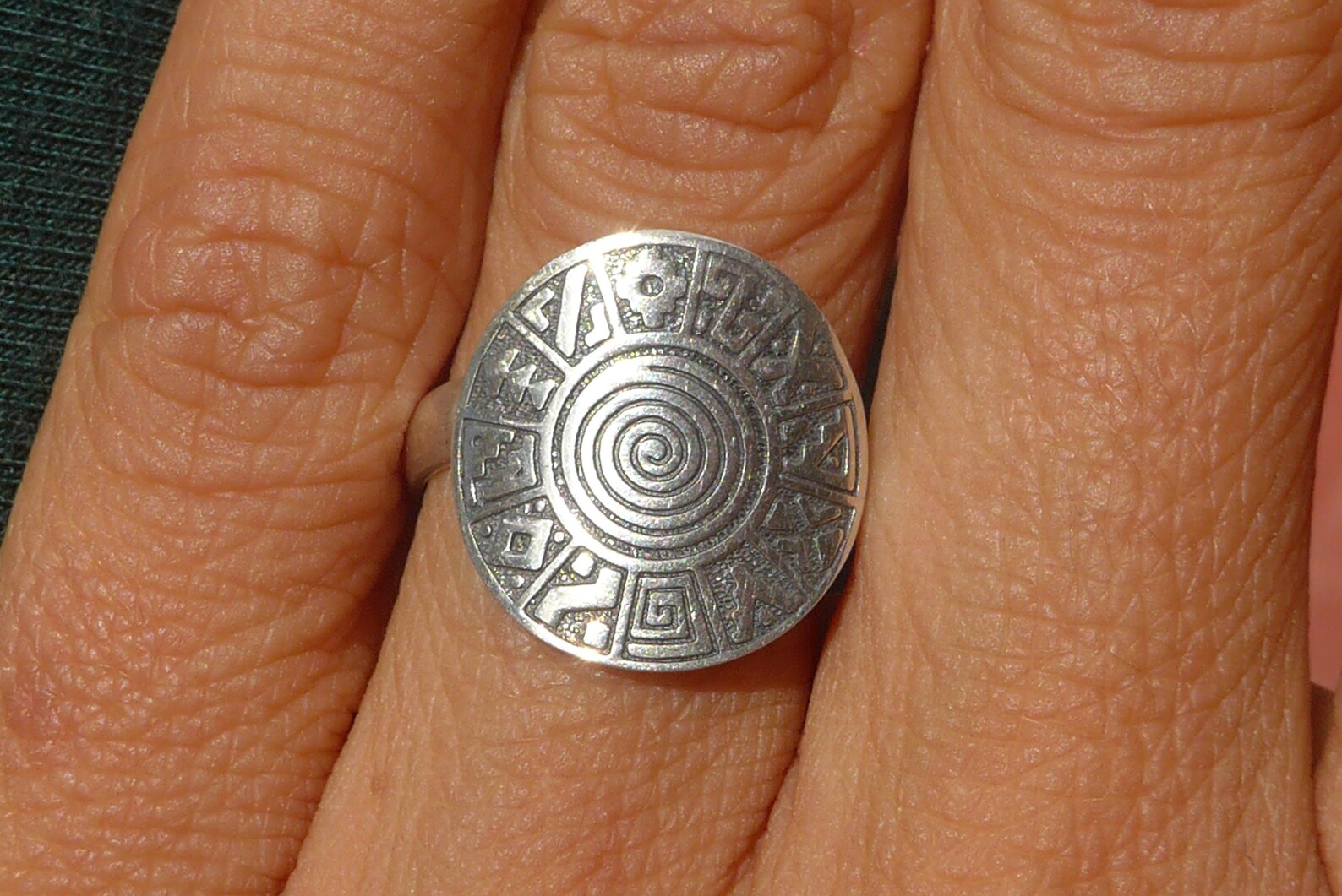 Adjustable Silver Inca Symbols With Spiral Pachamama Ring | Etsy