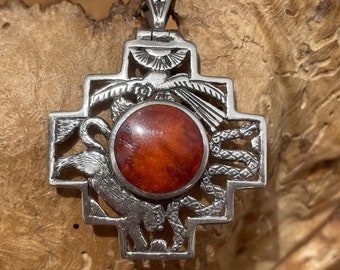 Silver Chakana Pendant With Inka Trilogy Condor Puma Snake | Etsy