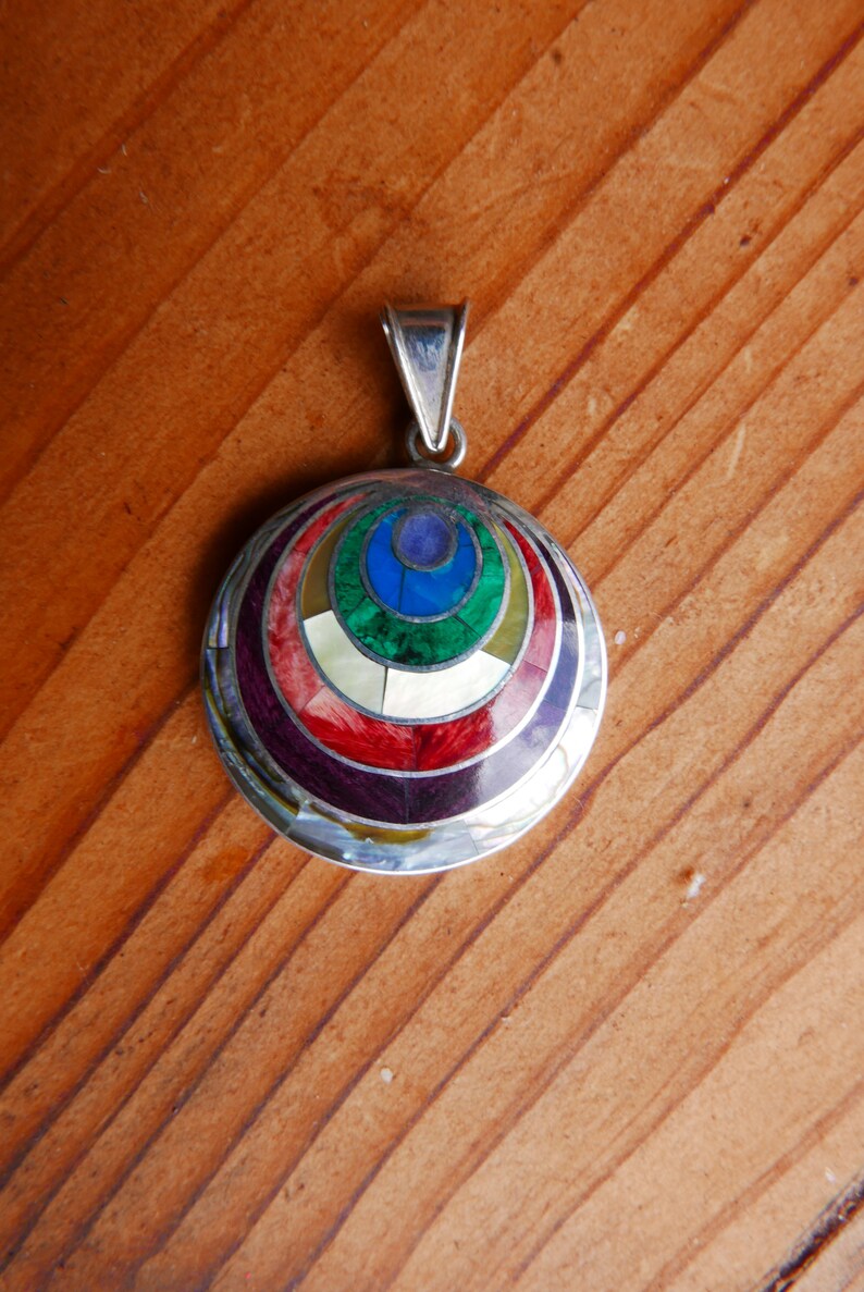Silver Andean Chakra Stones Pendant | Etsy