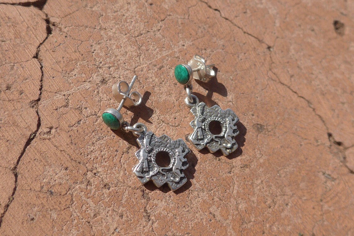 Silver Chakana Earrings with Condor Puma and Serpent Andean | Etsy