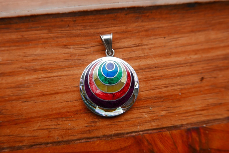 Silver Andean Chakra Stones Pendant | Etsy