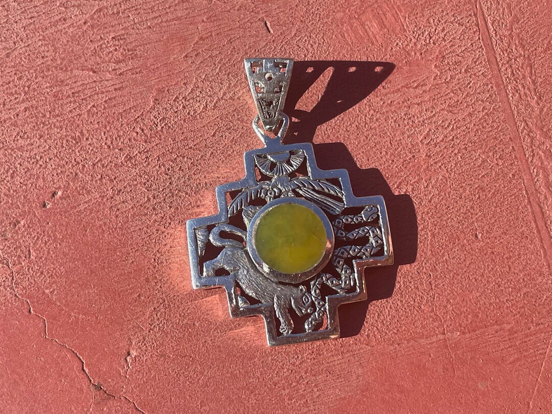 Silver Chakana Pendant With Inka Trilogy ( Condor, Puma, Snake ) With ...