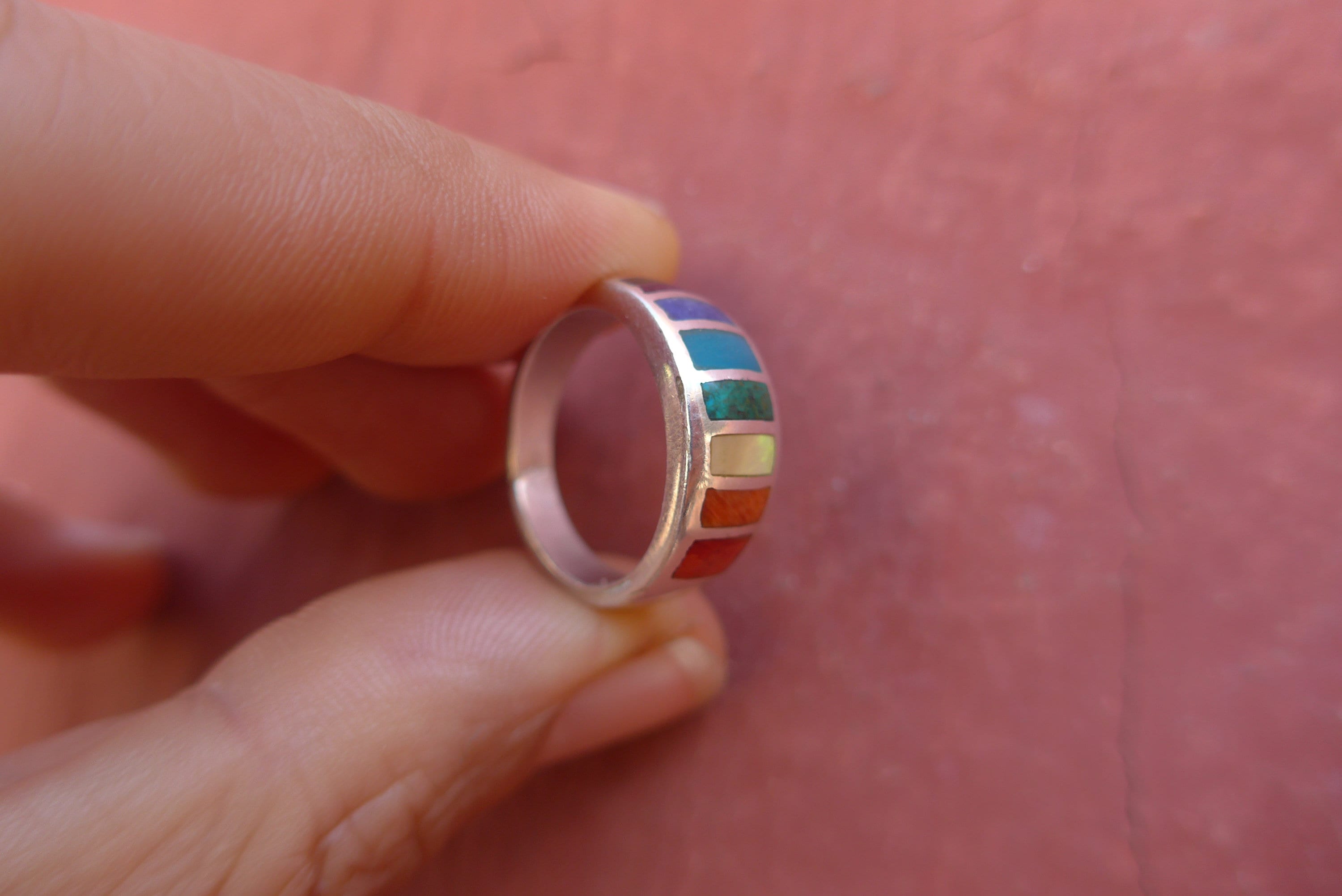 Silver Chakra Stone Ring | Etsy