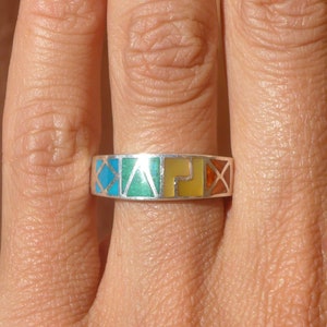 Colorful Inca Calendar Ring - Etsy