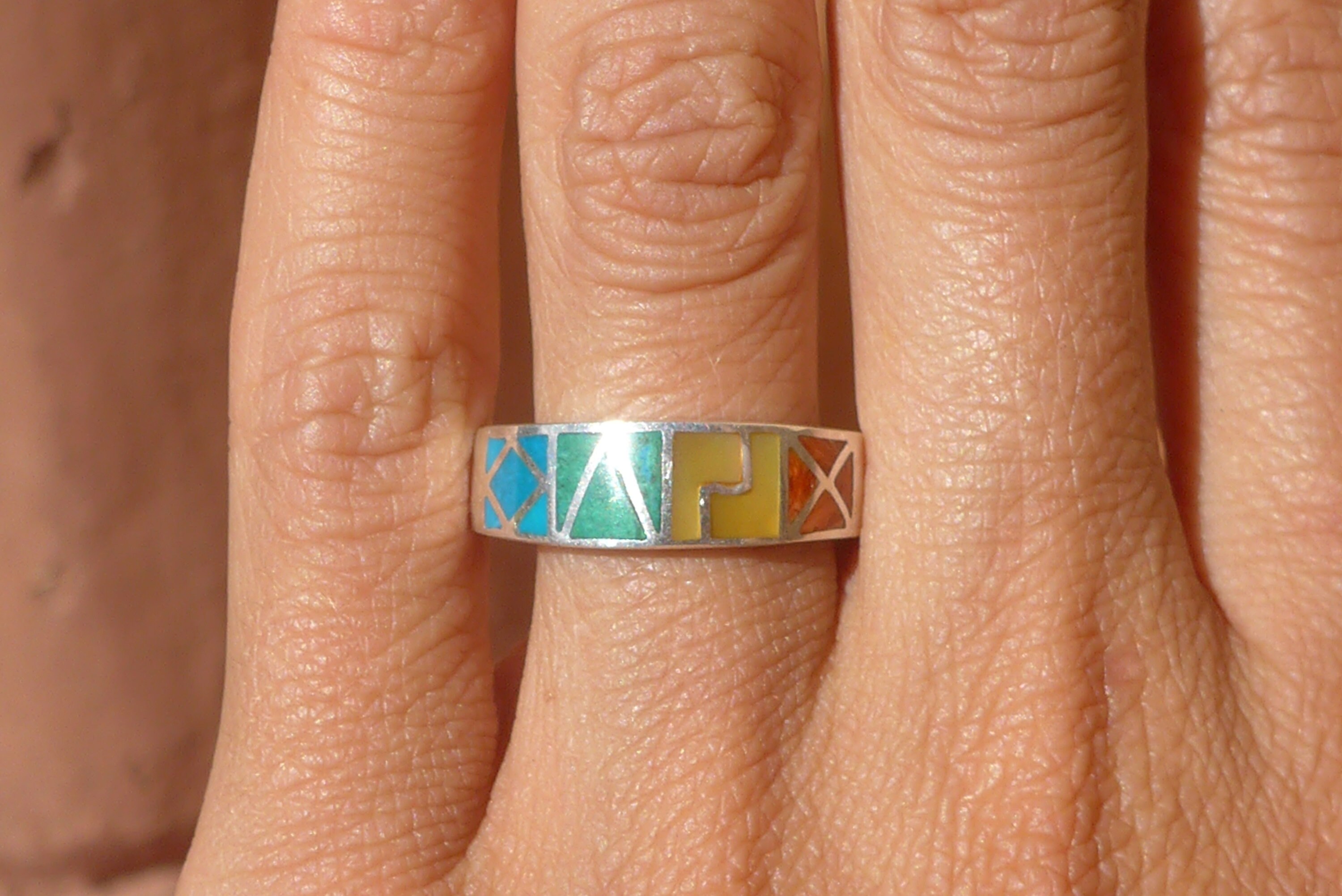 Colorful Inca Calendar Ring - Etsy