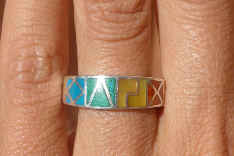 Colorful Inca Calendar Ring | Etsy