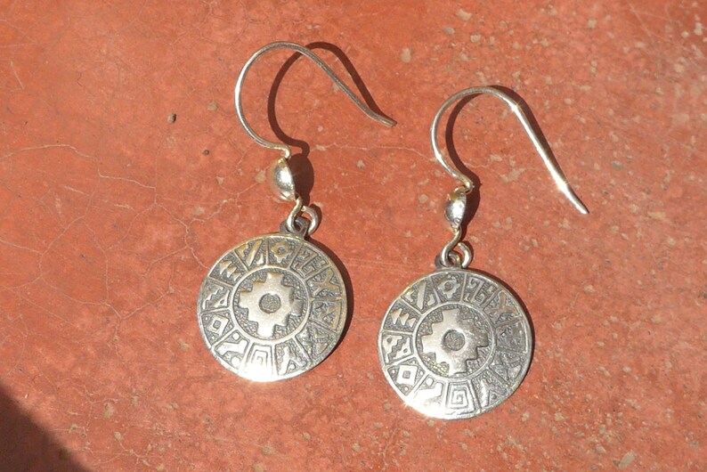 Silver Chakana Earrings With Inca Symbols - Etsy