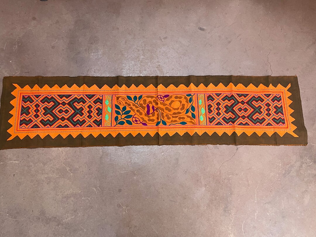 156x37cm - Large Shipibo Table Runner With Snake - Etsy