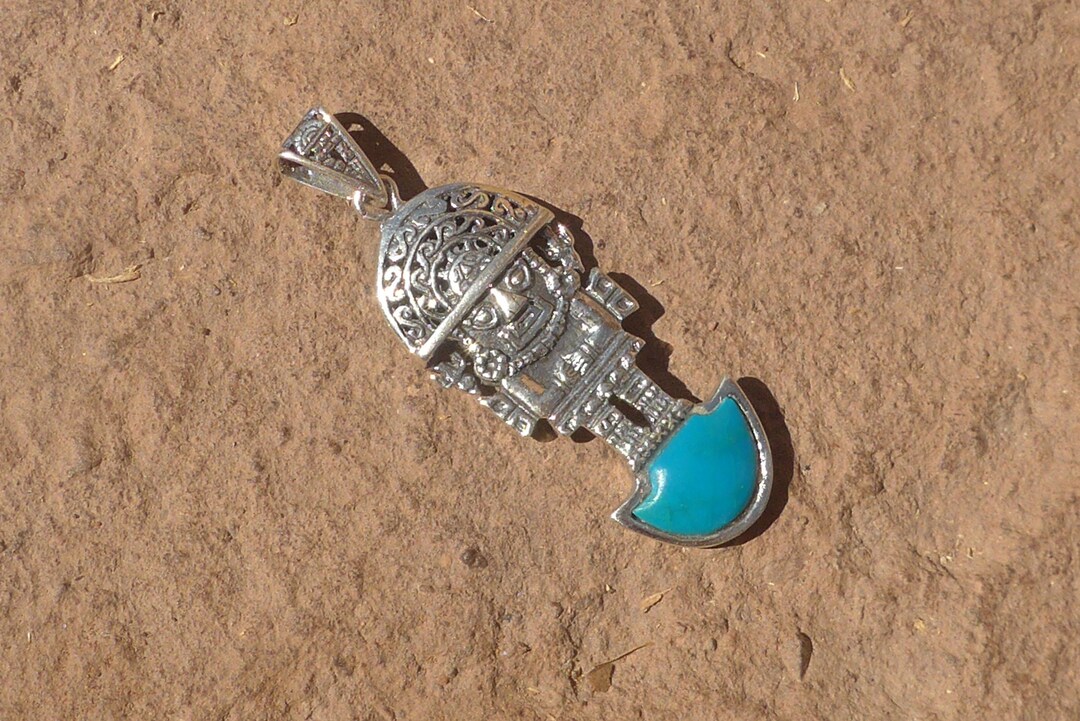 Reversible Healing God Tumi Pendant With Chrysocolla Stone - Etsy