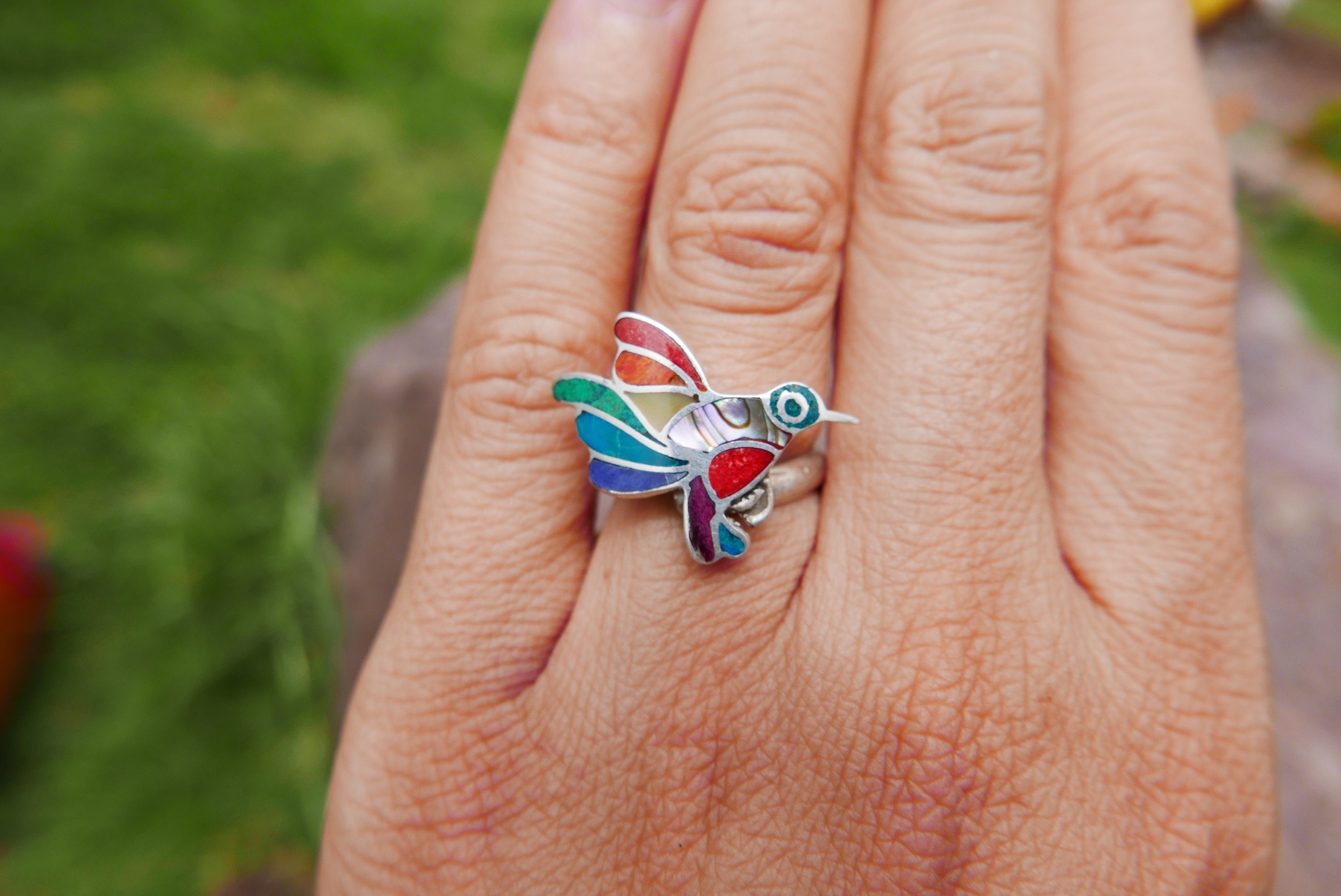 Adjustable Silver Hummingbird Ring | Etsy