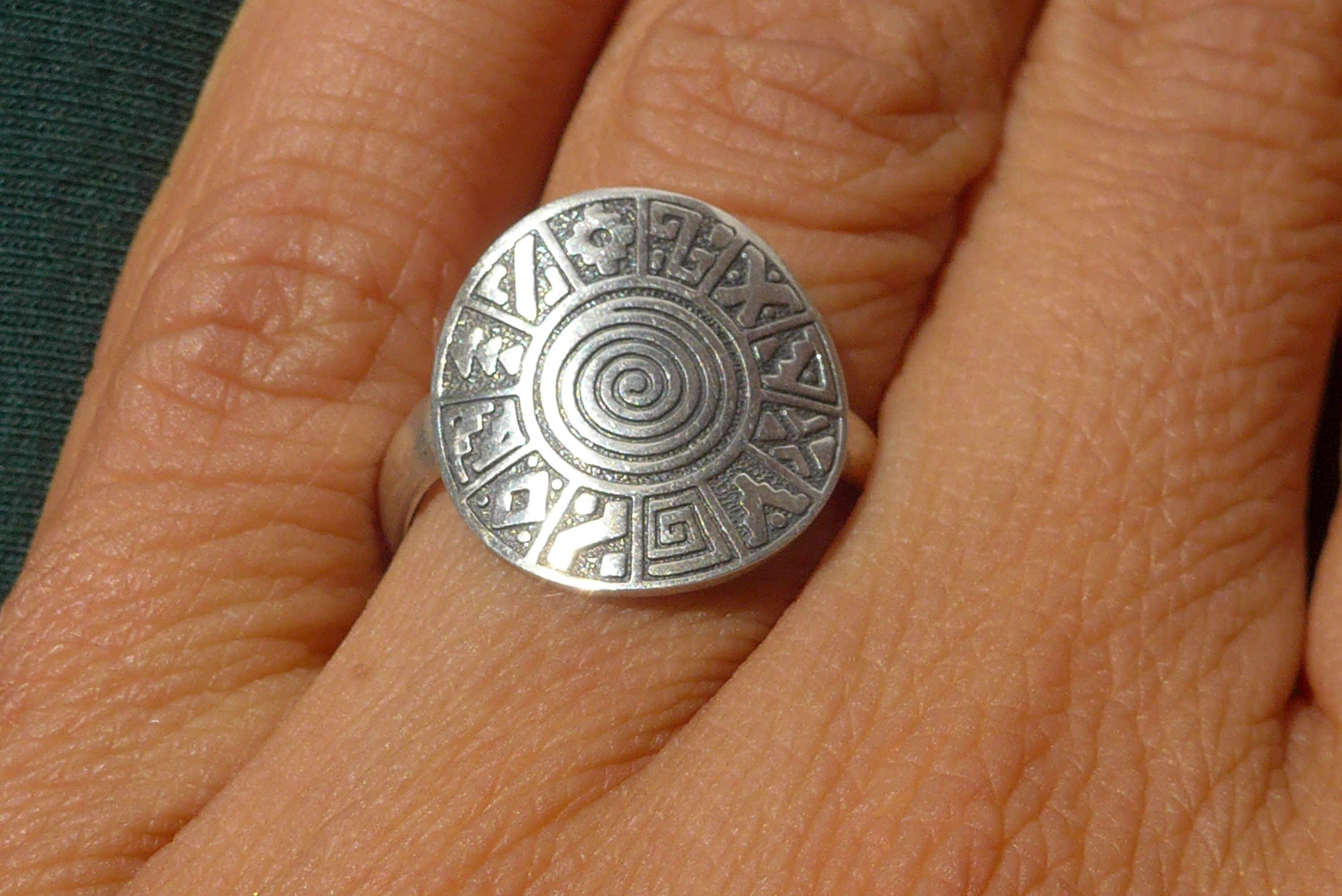 Adjustable Silver Inca Symbols With Spiral Pachamama Ring | Etsy