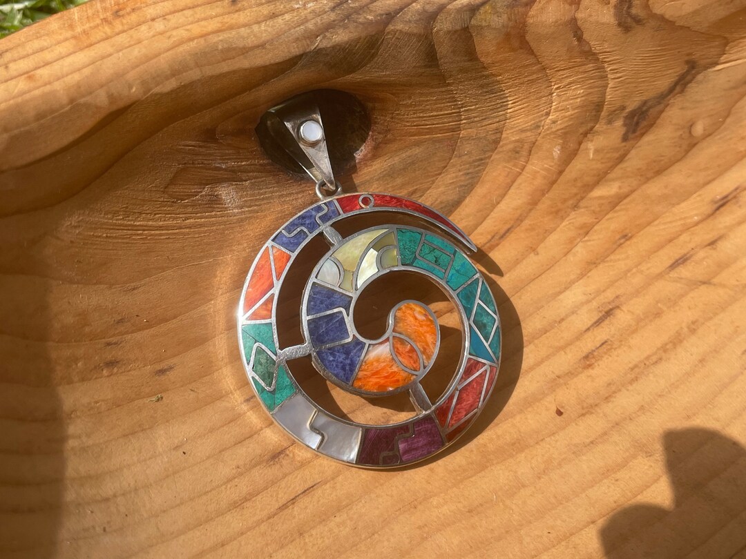 Colorful Silver Inka Calendar Spiral Jewelry Set - Etsy