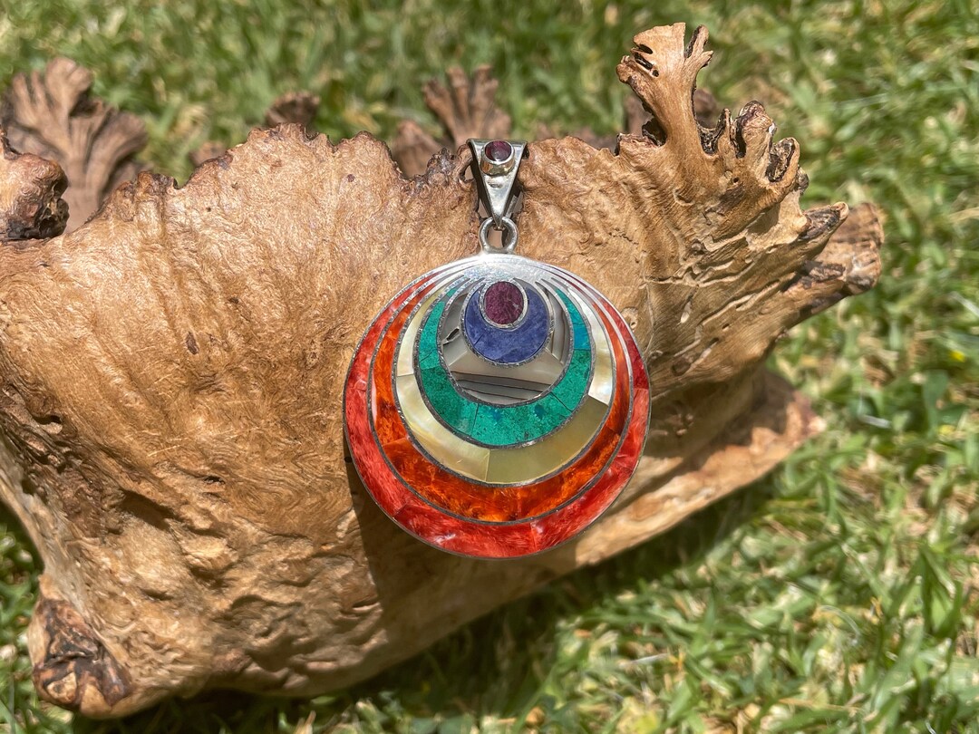 Silver Andean Chakra Stones Pendant - Etsy