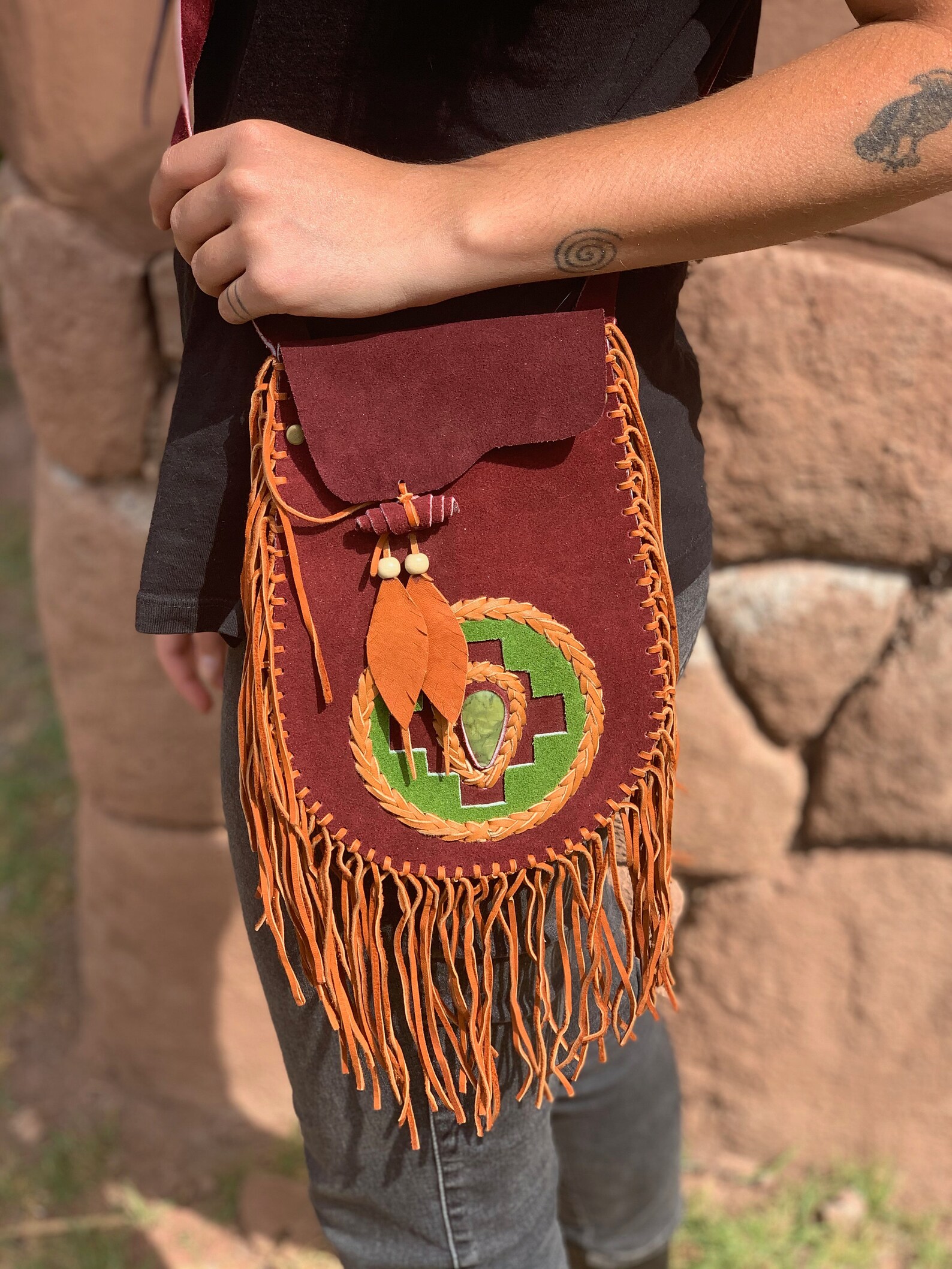 Handmade Leather Bag With Chakana - Etsy