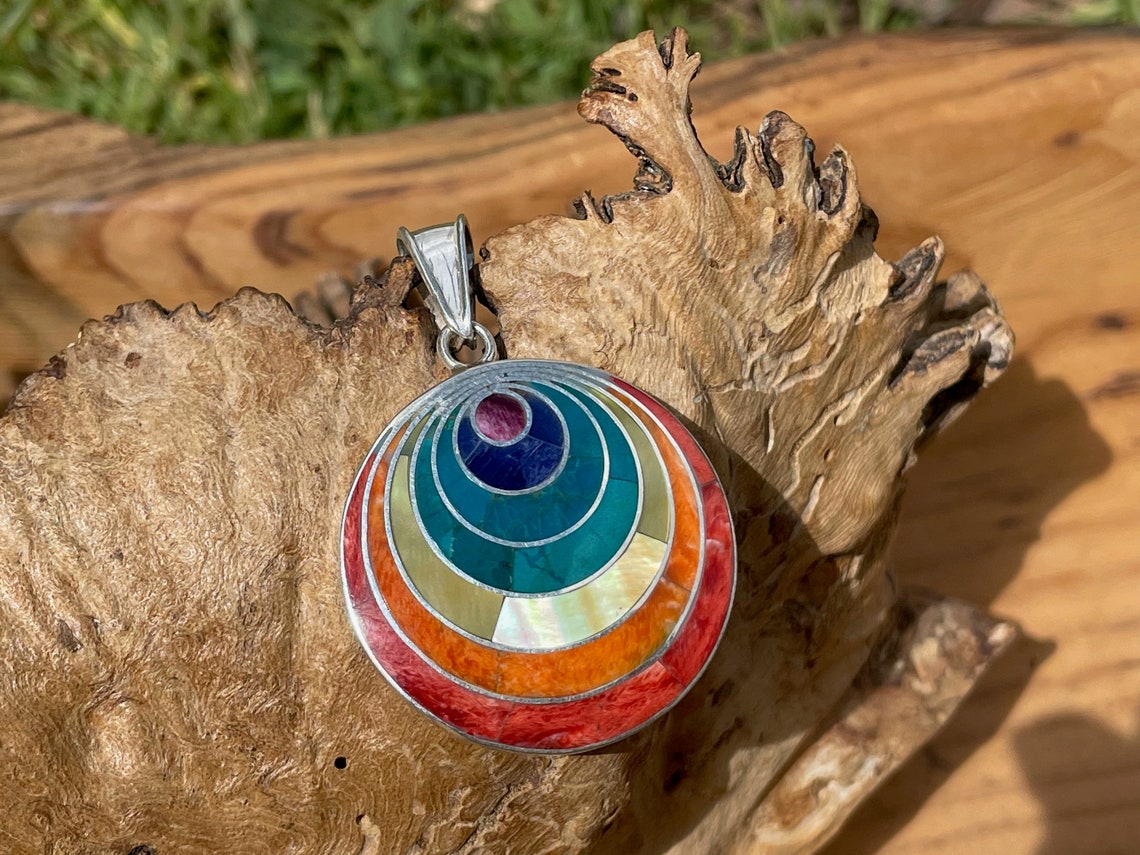 Silver Andean Chakra Stones Pendant - Etsy