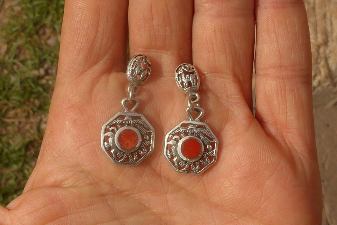 Silver Earrings With Inka Trilogy of Condor Puma Serpent - Etsy