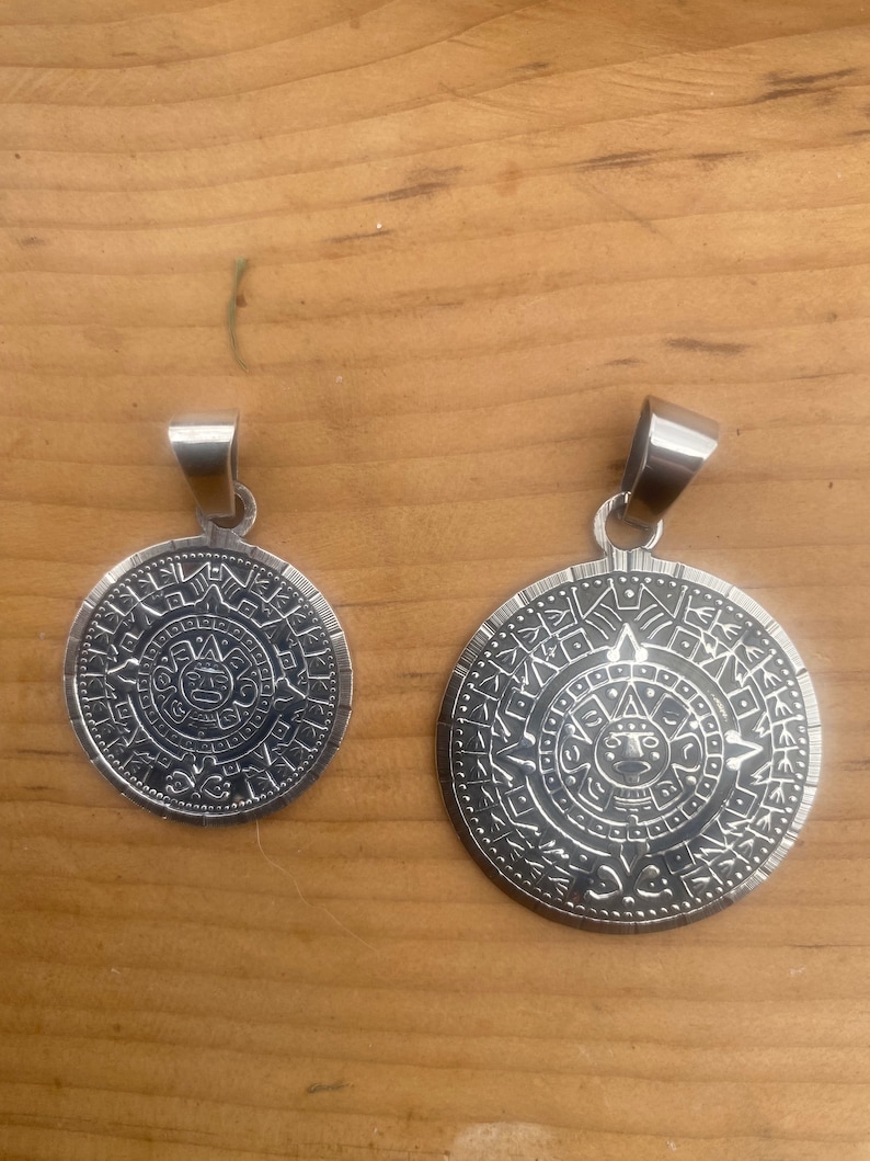 Silver Aztec Calendar Pendant / Silver Sun Stone Pendant - Etsy