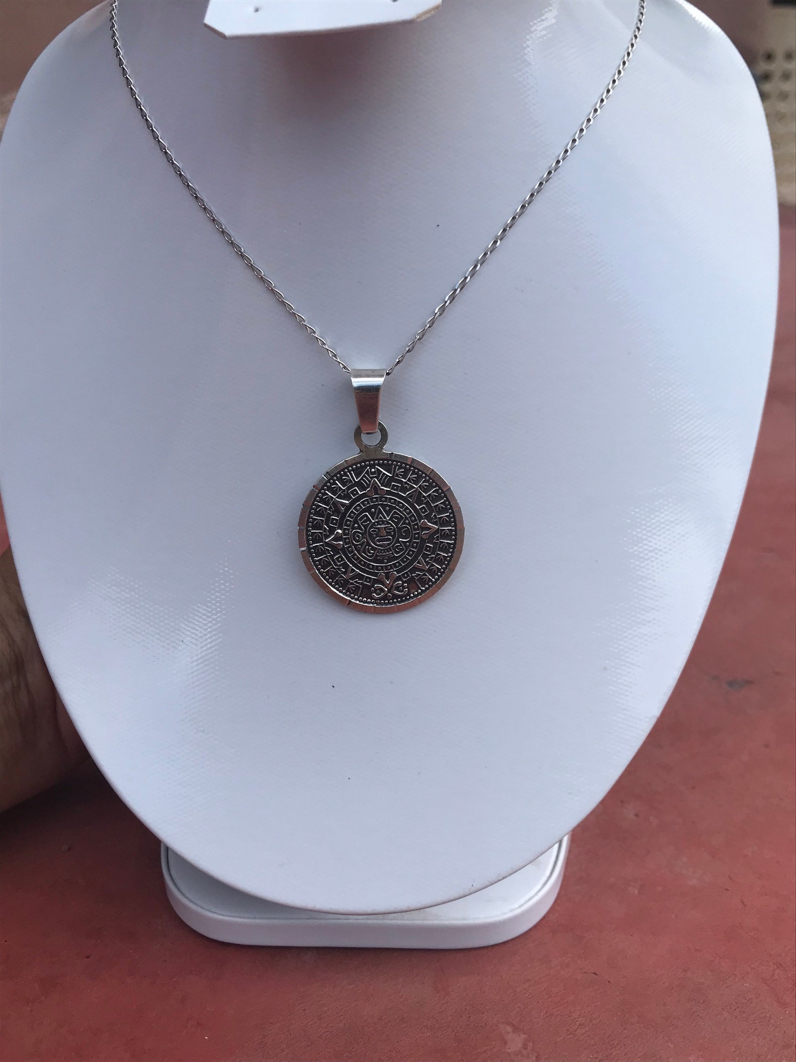 Silver Aztec Calendar Pendant / Silver Sun Stone Pendant - Etsy