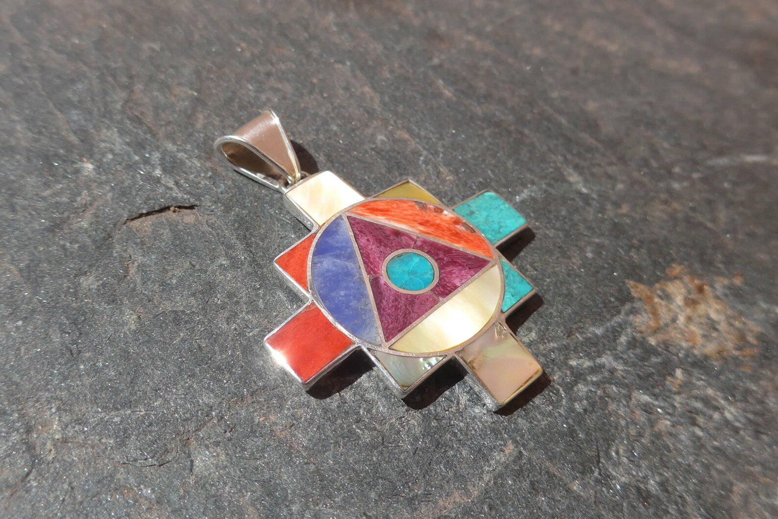 Colorful Chakana Pendant | Etsy