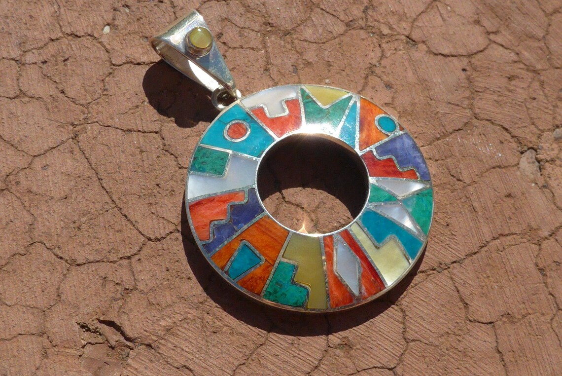 Inka Calendar Colorful Pendant | Etsy