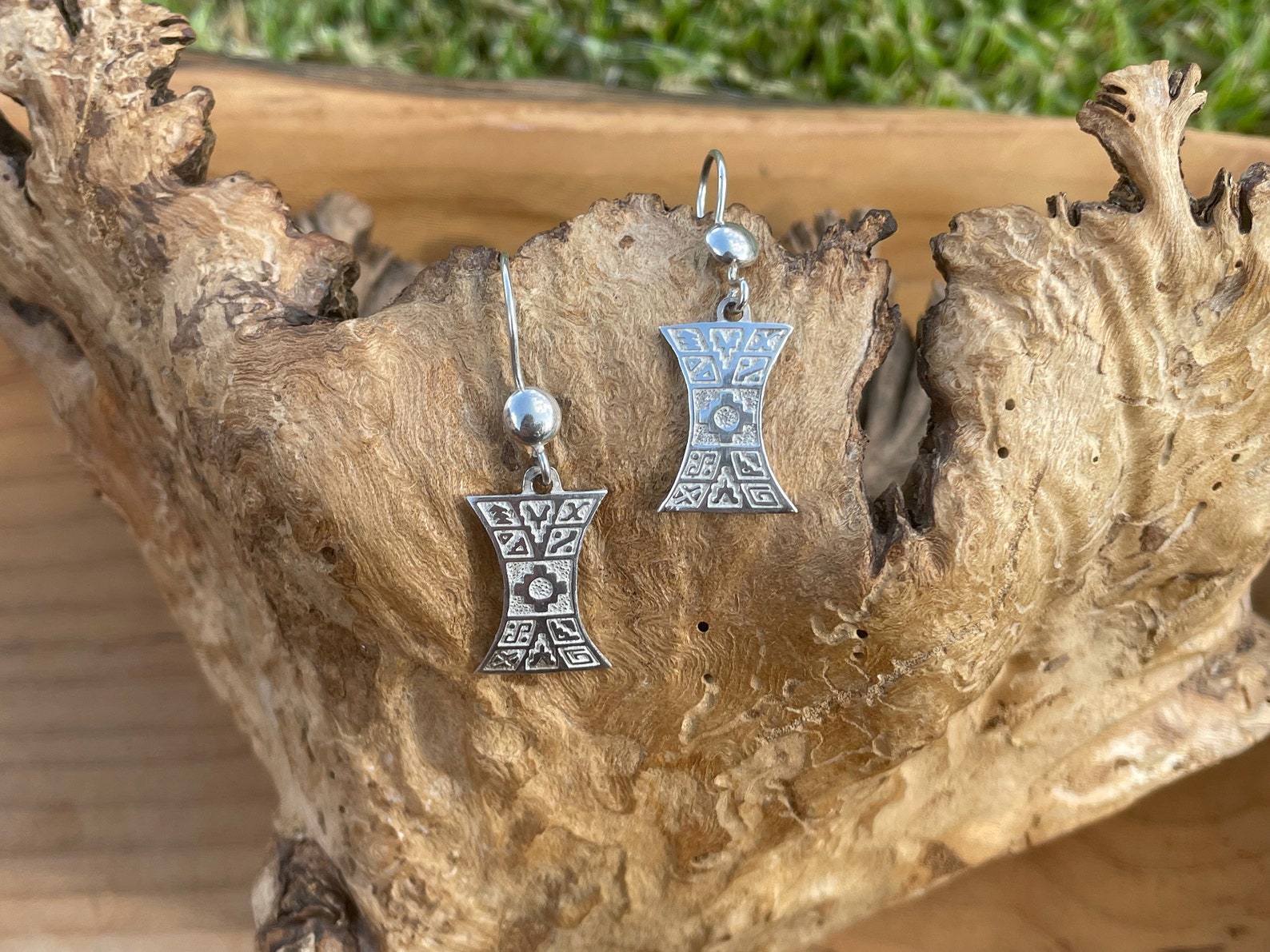 950 Silver Chakana and Inka Symbols Earrings - Etsy