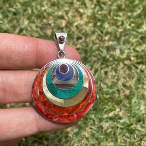 Silver Andean Chakra Stones Pendant - Etsy