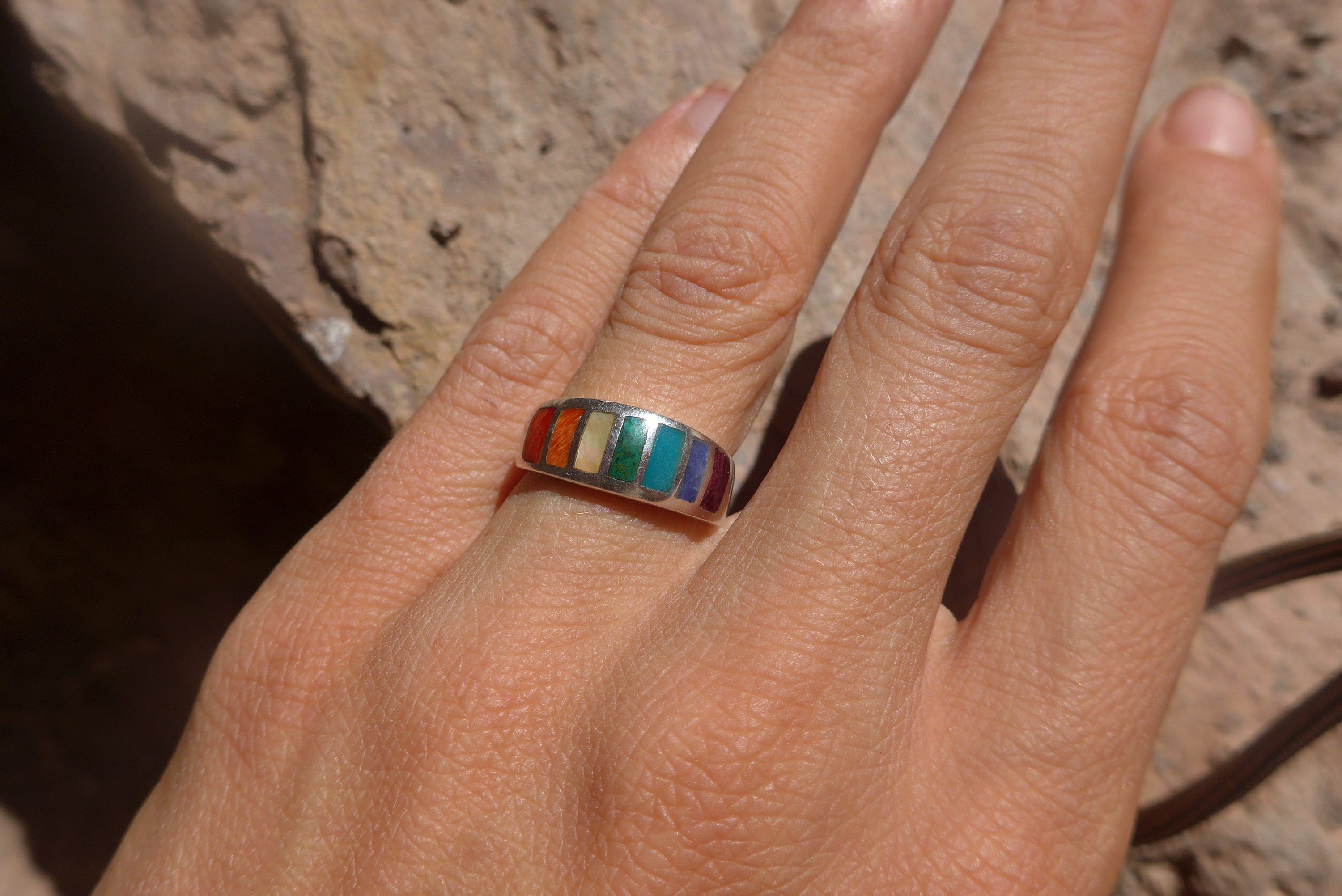 Silver Chakra Stone Ring - Etsy
