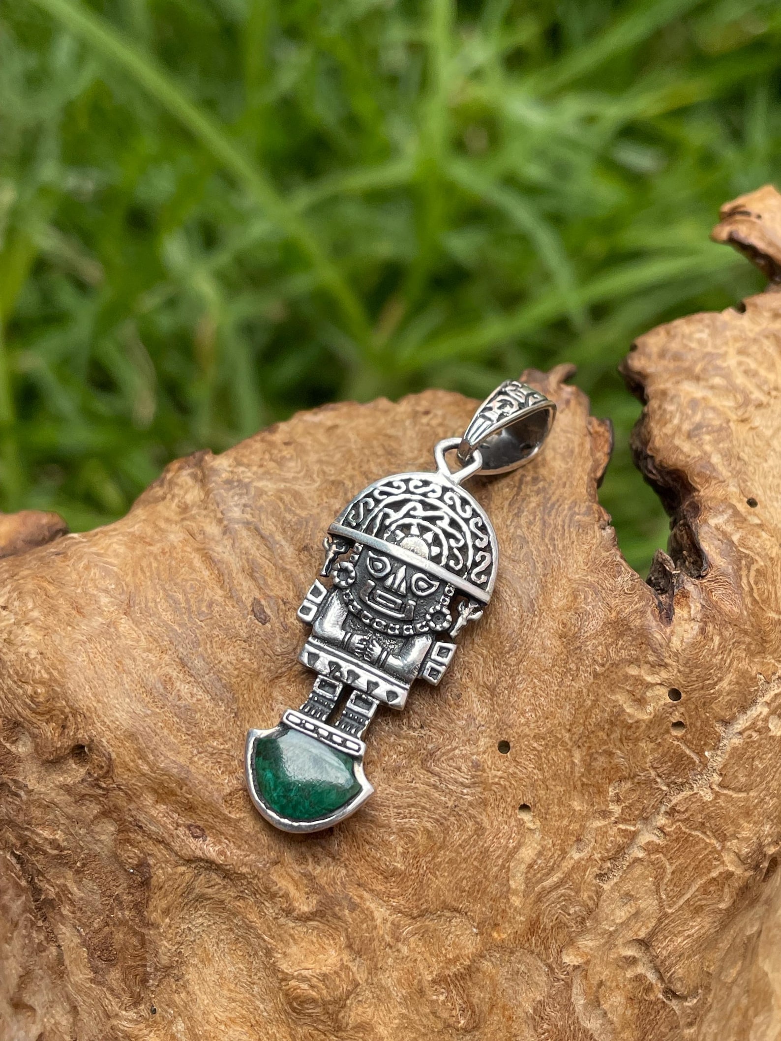 Reversible Healing God Tumi Pendant With Chrysocolla ( Peruvian ...