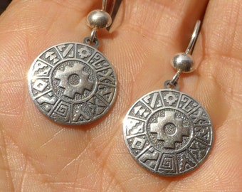 950 Silver Chakana and Inka Symbols Earrings | Etsy