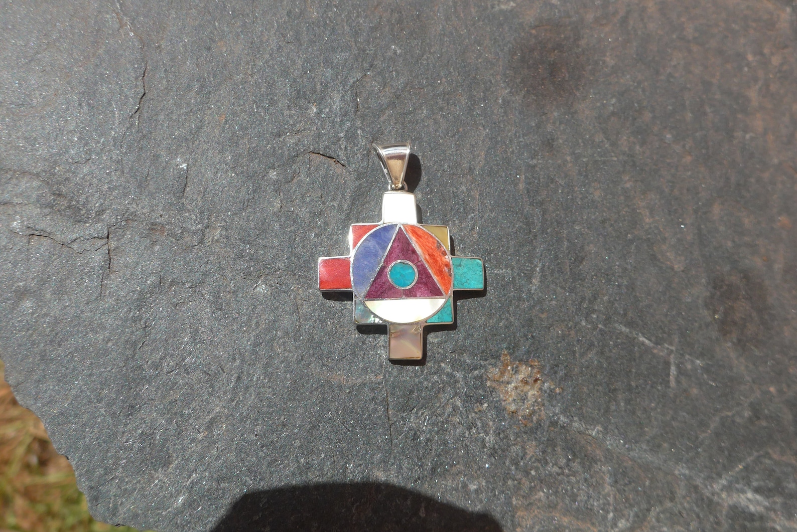 Colorful Chakana Pendant | Etsy