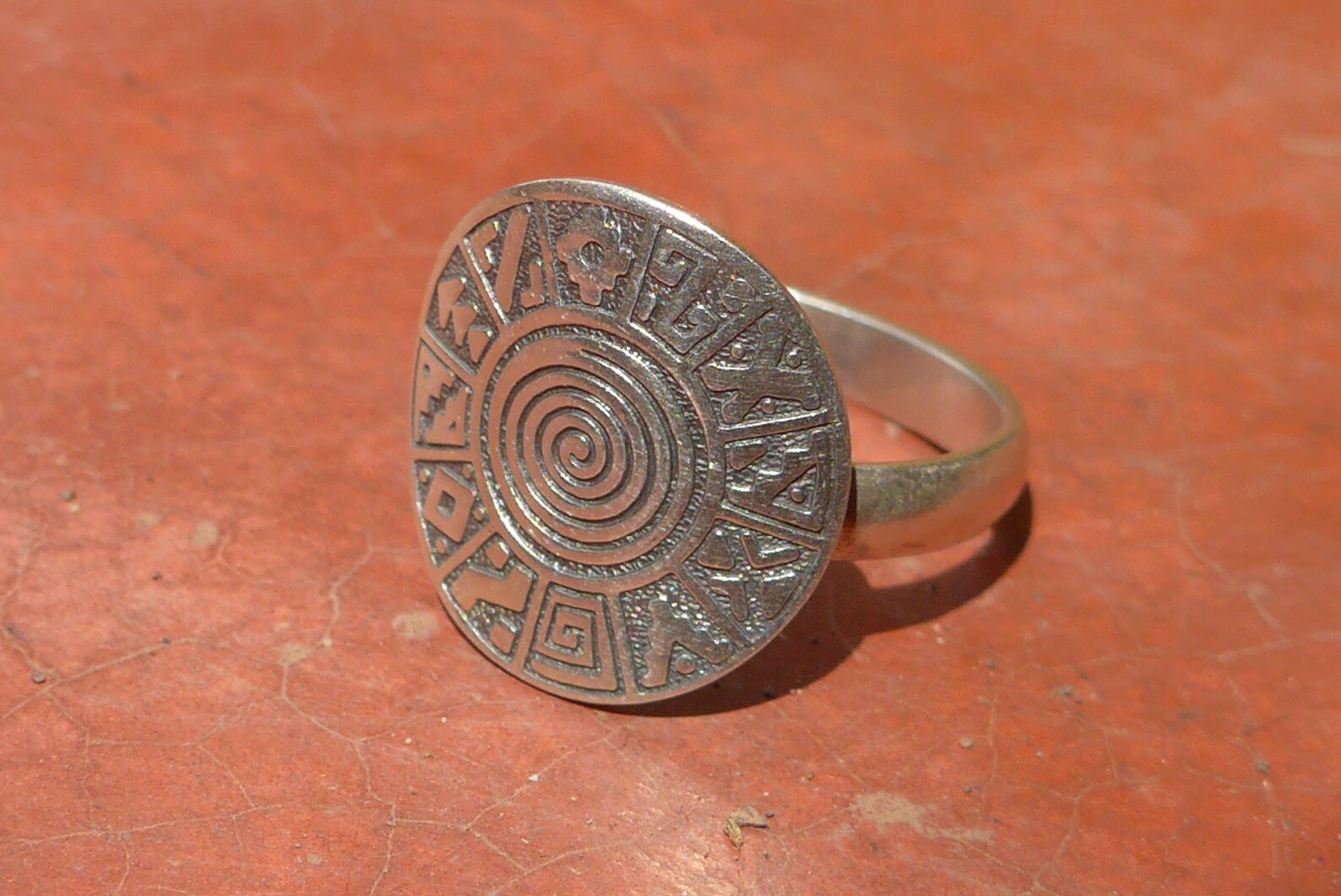 Adjustable Silver Inca Symbols With Spiral Pachamama Ring | Etsy