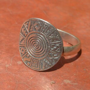 Adjustable Silver Inca Symbols With Spiral Pachamama Ring | Etsy