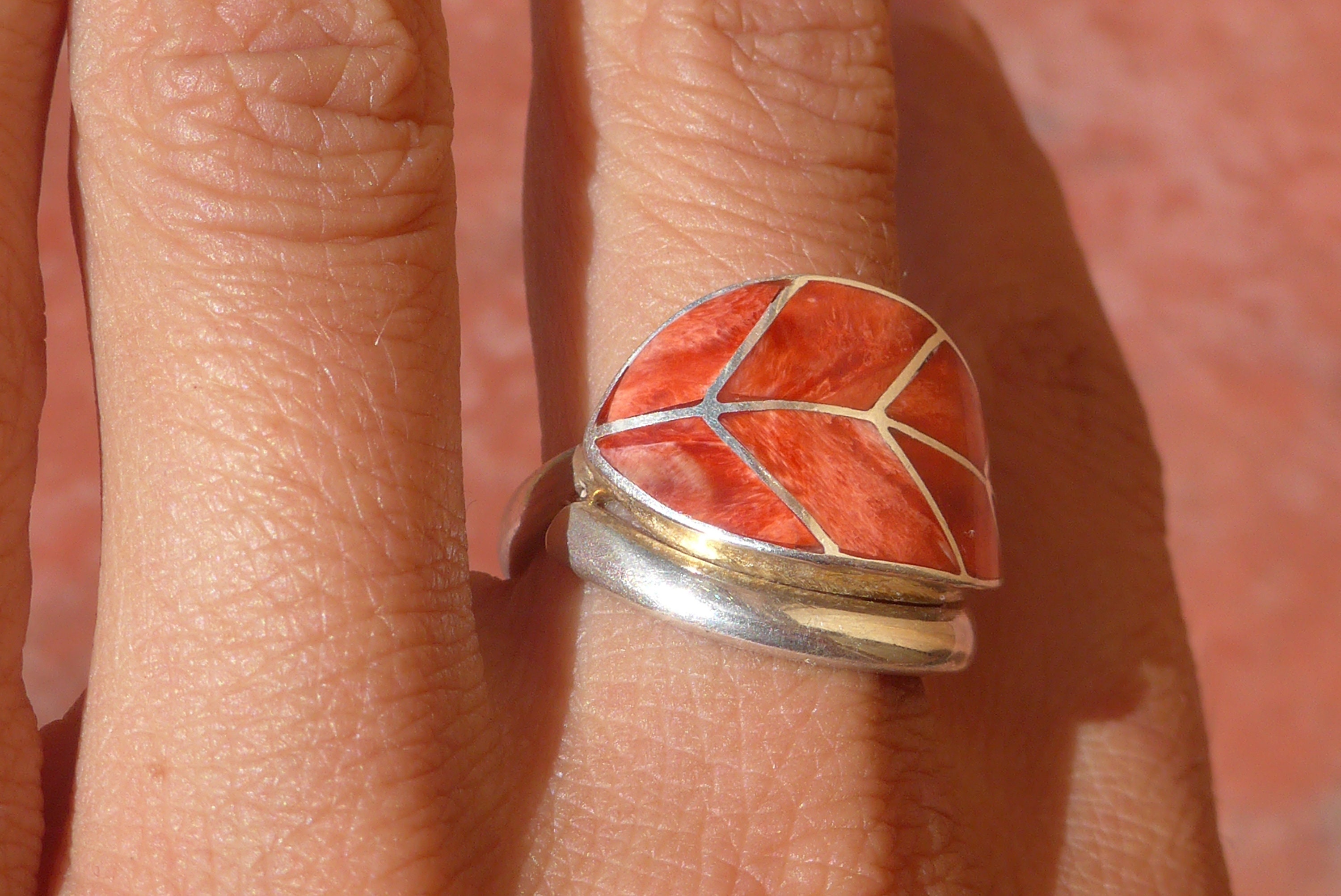 Adjustable Red Leaf Silver Ring | Etsy