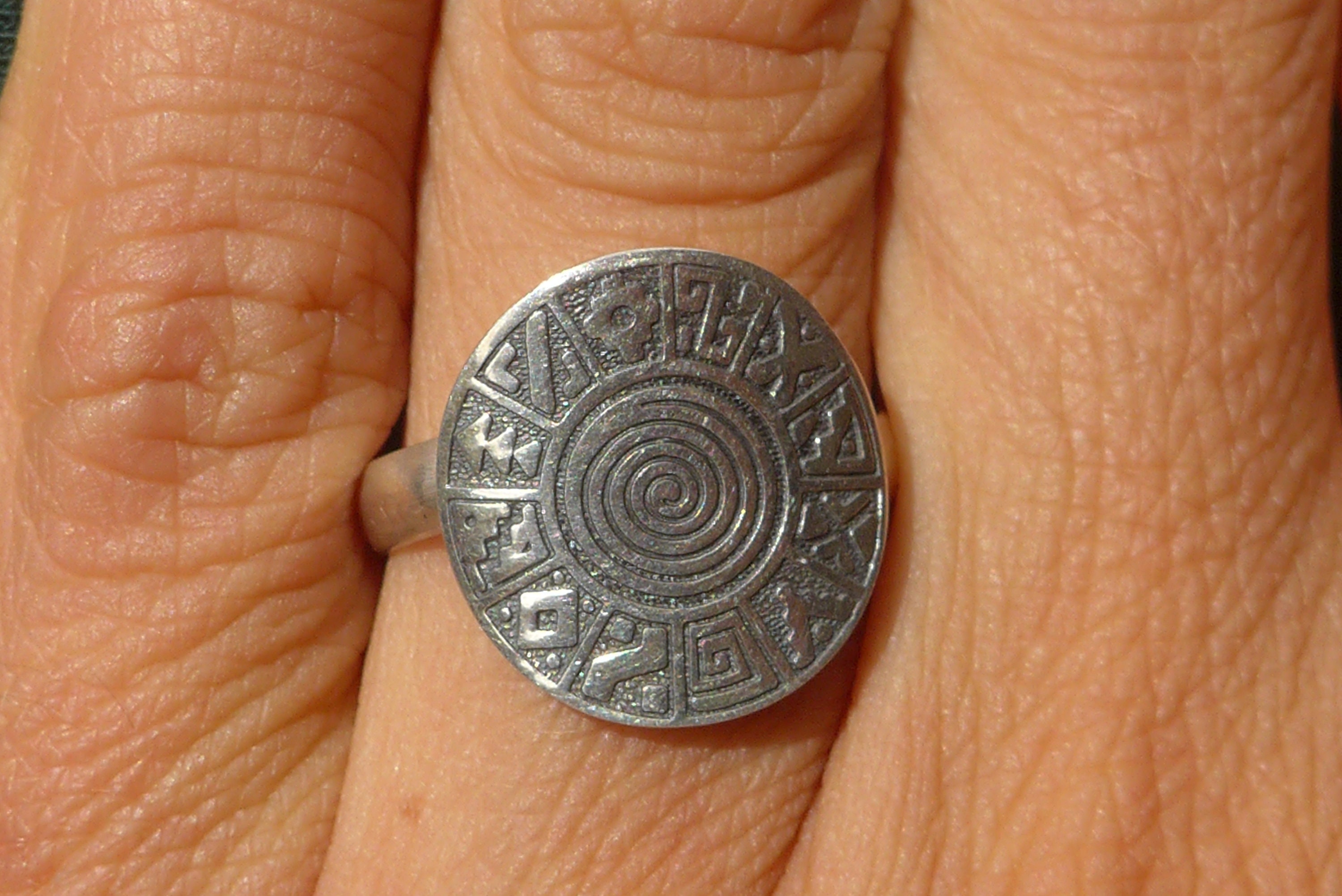 Adjustable Silver Inca Symbols With Spiral Pachamama Ring | Etsy