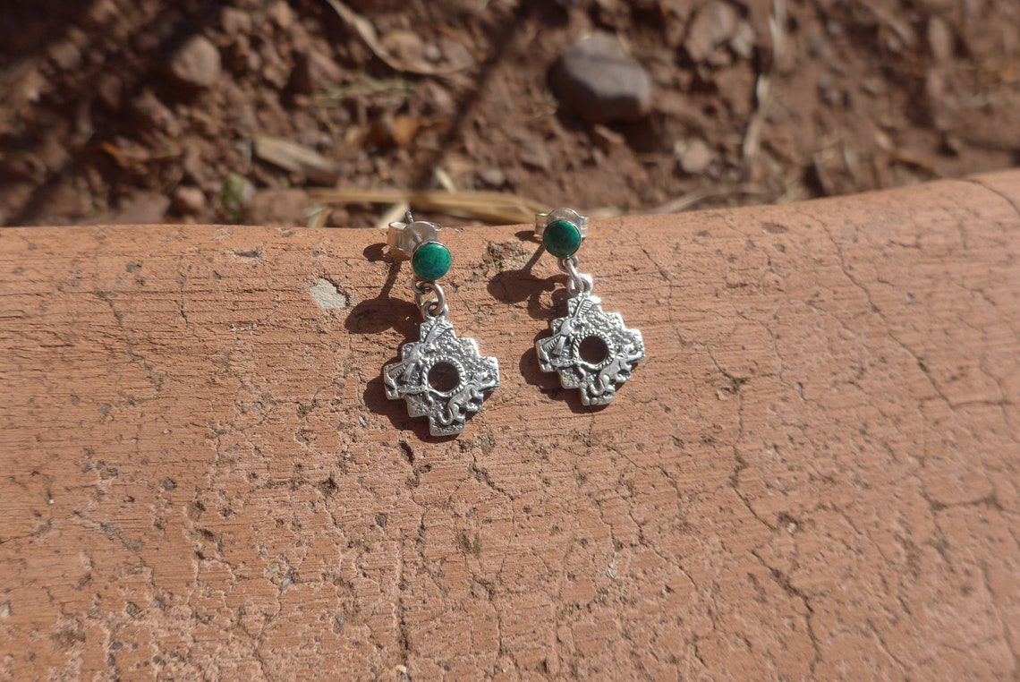 Silver Chakana Earrings with Condor Puma and Serpent Andean | Etsy