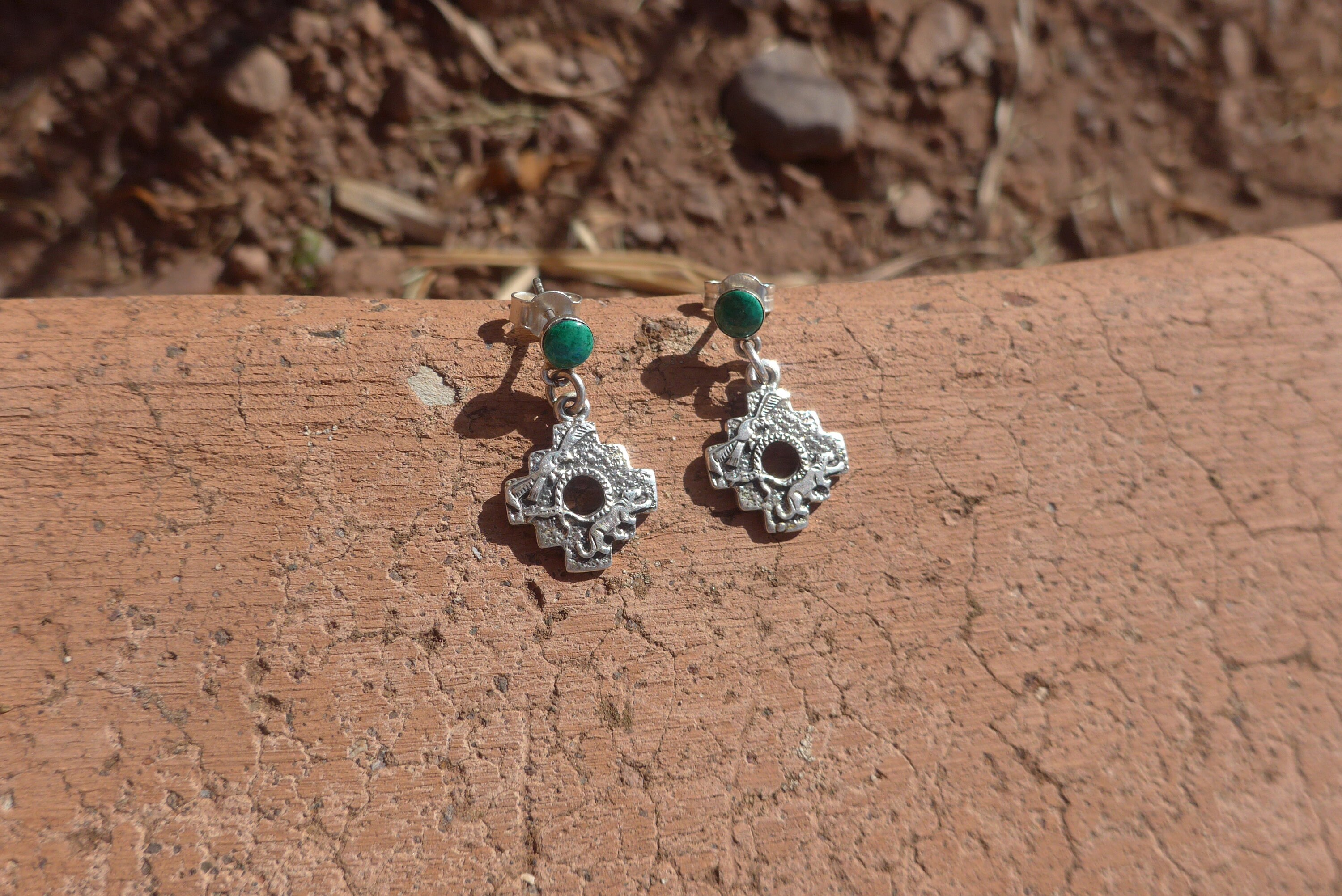 Silver Chakana Earrings with Condor Puma and Serpent Andean | Etsy