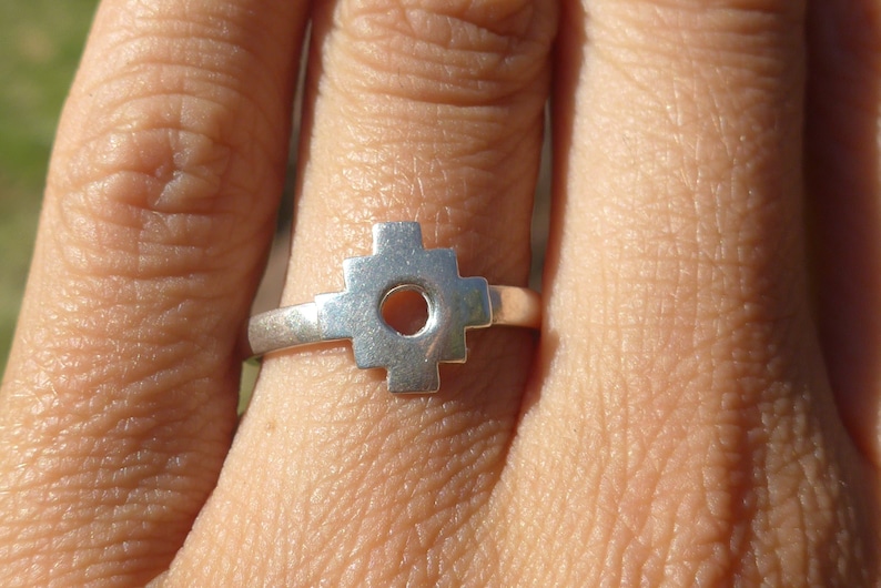 Silver Chakana Ring | Etsy
