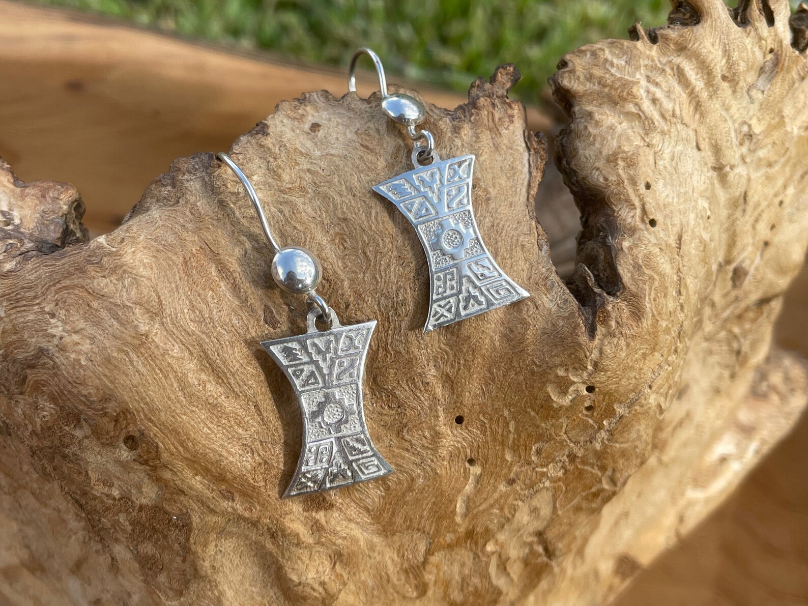 950 Silver Chakana and Inka Symbols Earrings - Etsy