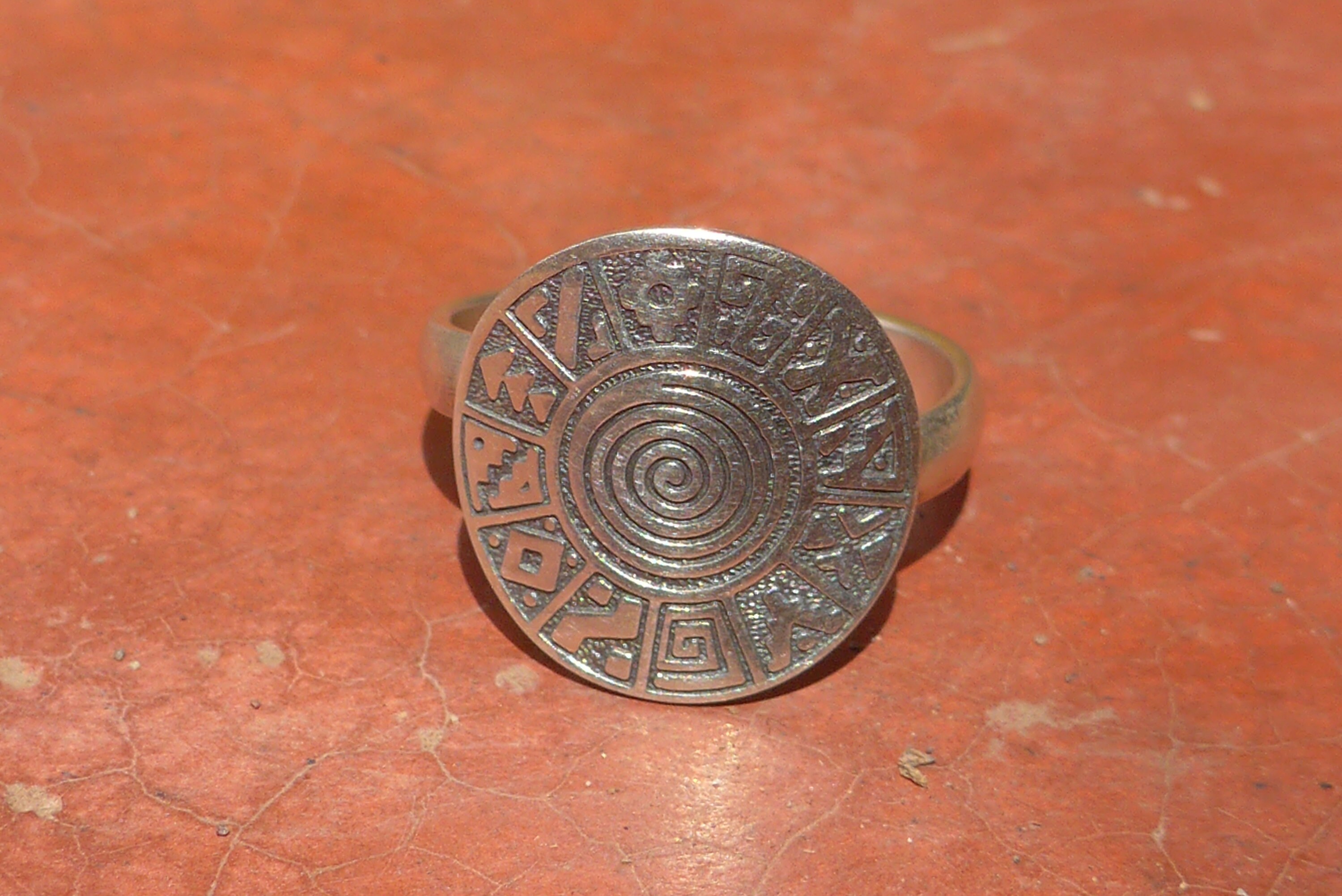 Adjustable Silver Inca Symbols with Spiral Pachamama Ring | Etsy