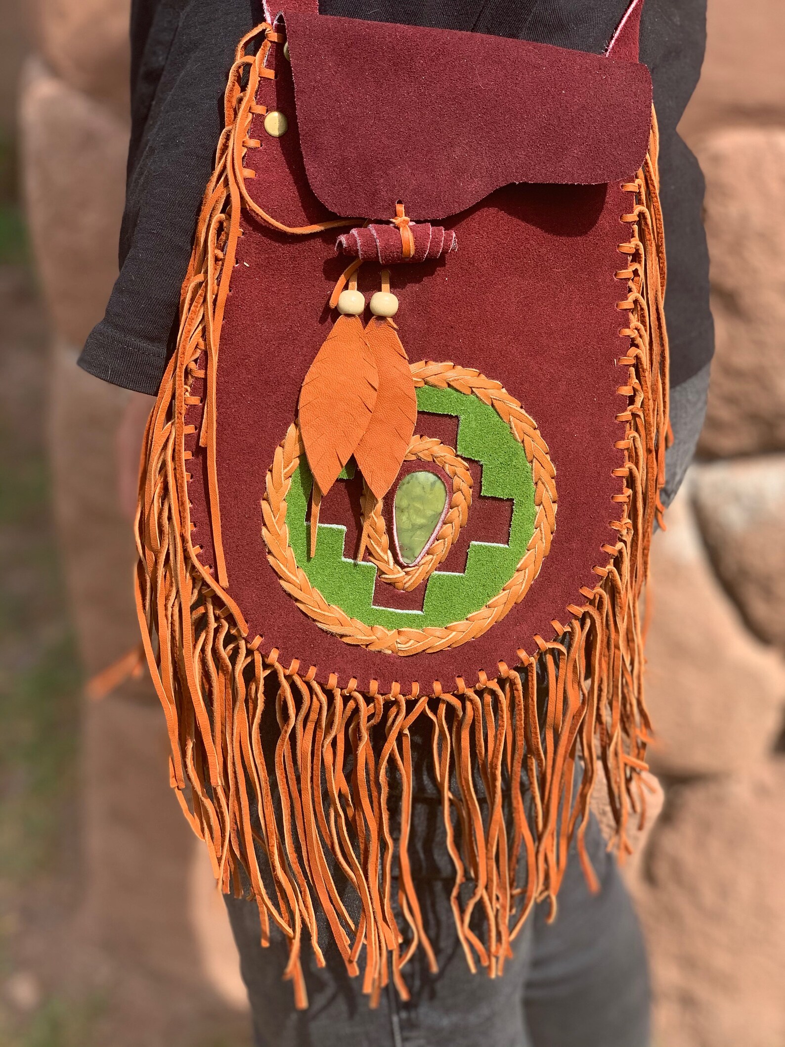 Handmade Leather Bag With Chakana - Etsy