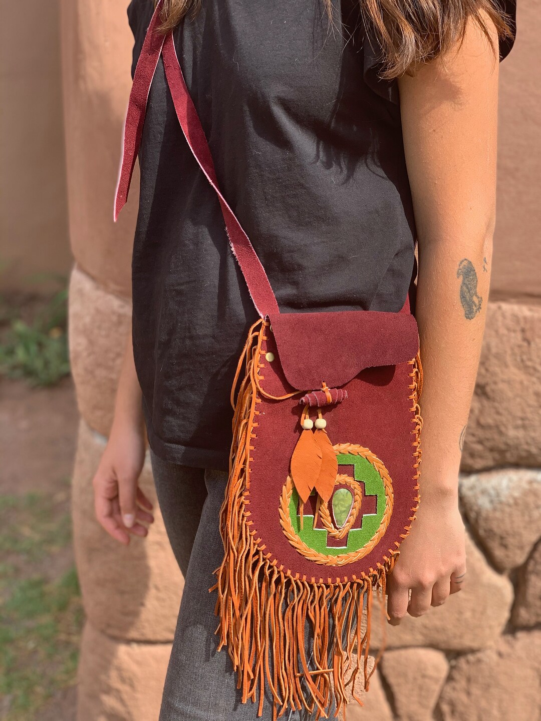 Handmade Leather Bag With Chakana - Etsy