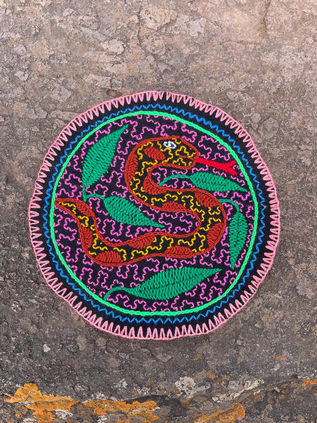 Shipibo Embroidery of Snake, ICAROS, and Chacruna, Altar Cloth (a) - Etsy
