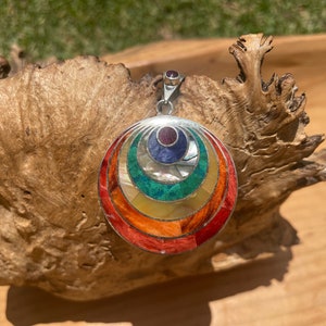 Silver Andean Chakra Stones Pendant - Etsy