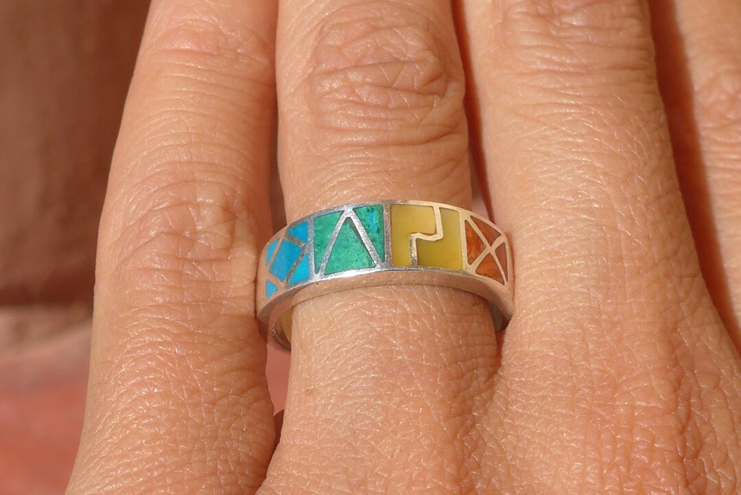 Colorful Inca Calendar Ring - Etsy